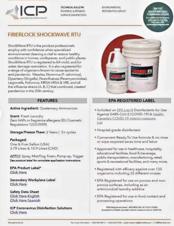 Shockwave RTU Multipurpose Disinfectant, Sanitizer & Cleaner 5 Gallon ...