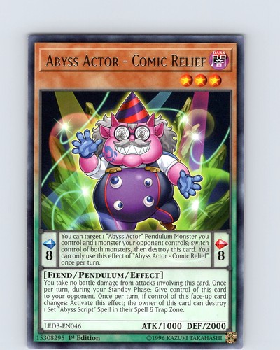 Yu-Gi-Oh Abyss Actor - Comic Relief LED3-EN046 1st Edition Regular Rare ...