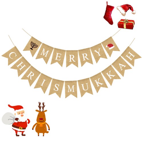 Christmas Letter Printing Swallowtail Bunting Candle Holder and Hat ...