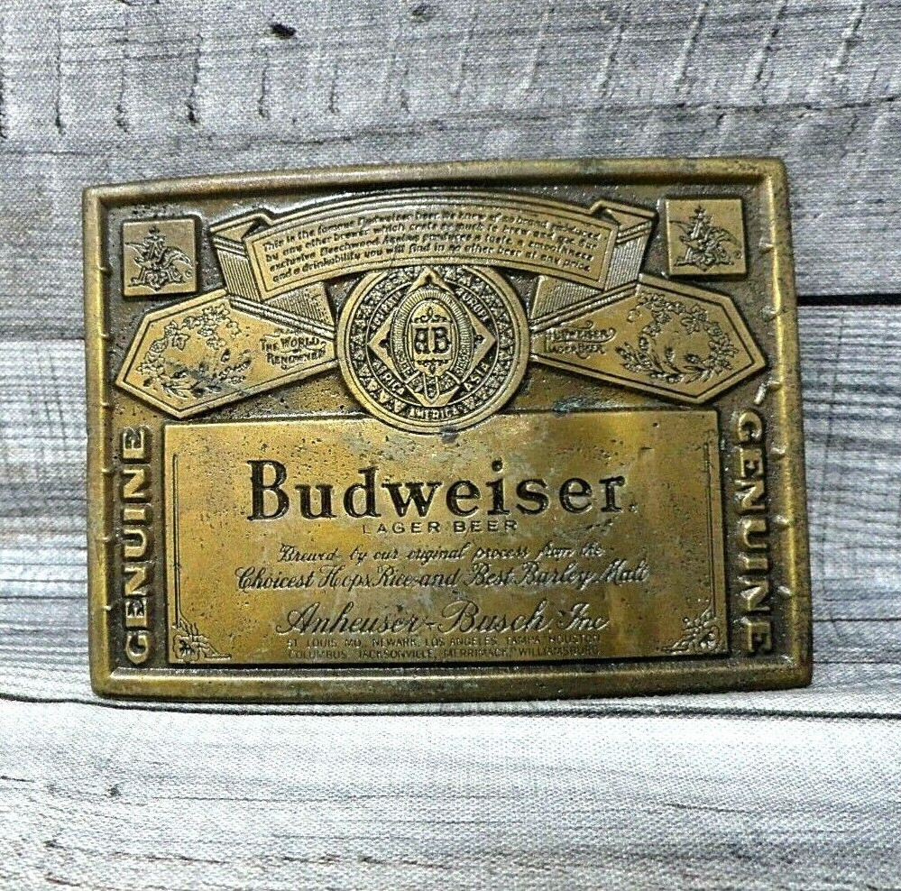 Genuine Budweiser Beer Label Promo Belt Buckle Vintag… - Gem
