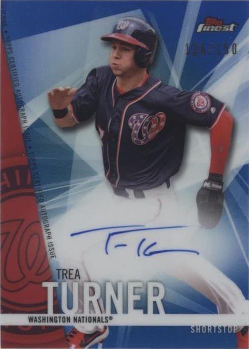 2017 Topps Finest - Autographs Trea Turner #FA-TT Blue Refractor /150 ...