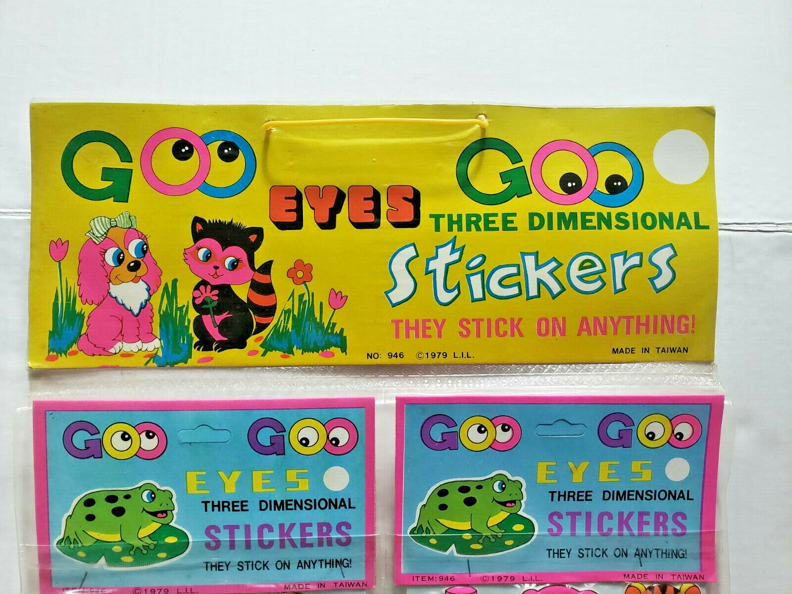 Vintage 1979 Goo Goo Eyes Puffy Stickers Display of 4 Sealed New Old ...