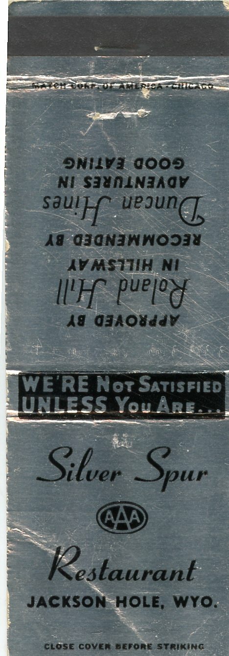 Silver Spur Restaurant, Jackson Hole, Wyoming Matchbook | eBay
