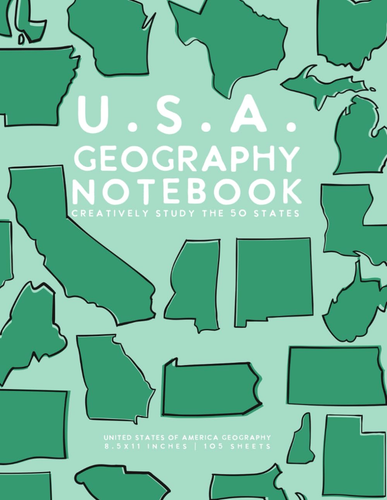 USA Geography Notebook (Land and Sea): 50 States Study Journal by ...
