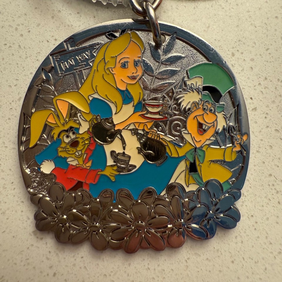 Disney Alice in Wonderland Metal Pewter Keychain Mad Hatter March Hare ...