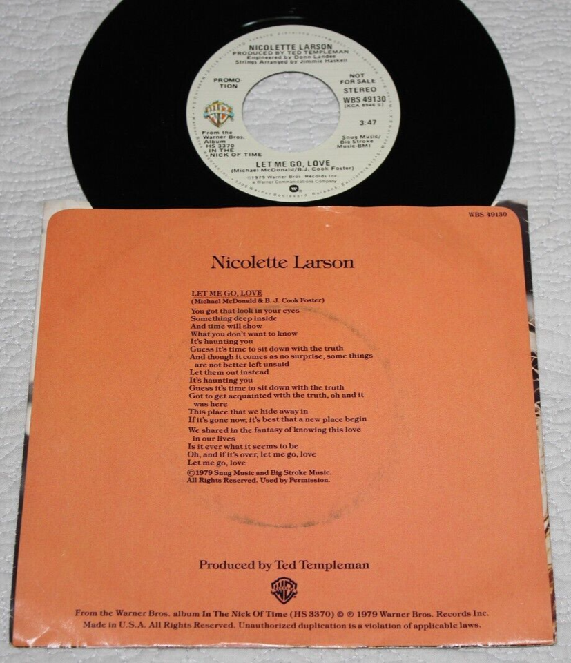 NICOLETTE LARSON - Let Me Go, Love (1979 DJ 7" 45 Vinyl) Rare Mono ...