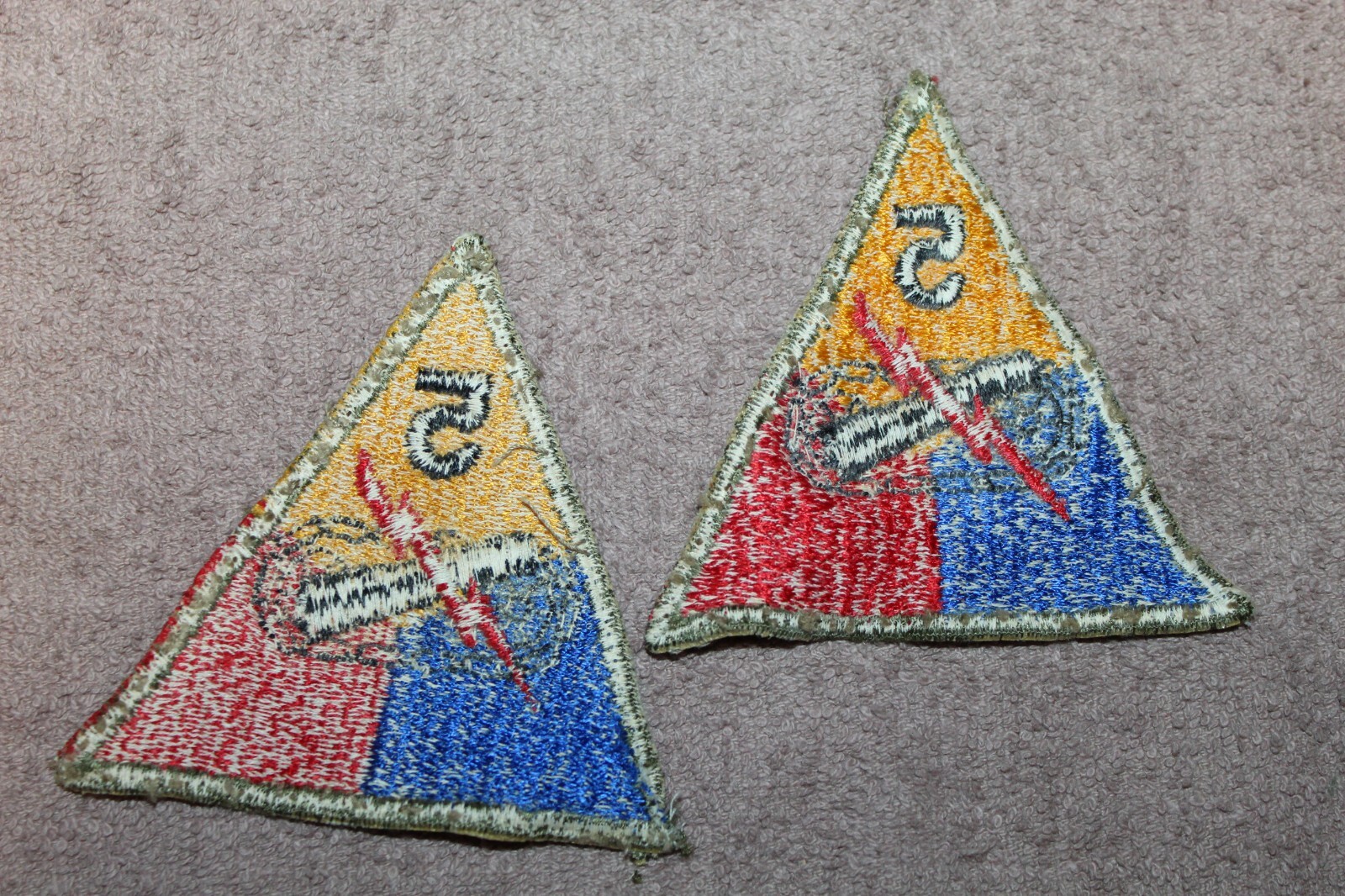 Two Original WW2 U.S. Army 5th Armored Division Triangle Uniform ...