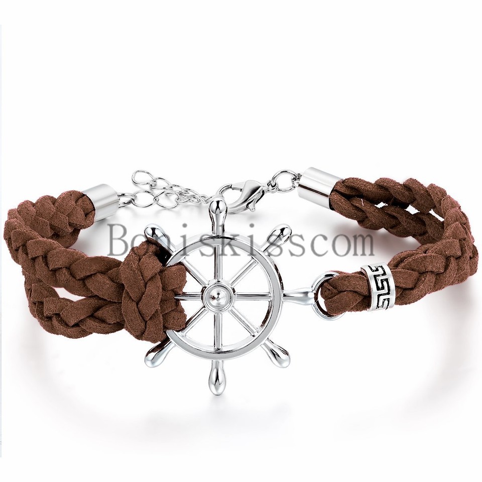Pirate Rudder Hemp Braided Men's Women Cuff Buckle Bangle Bracelet ...