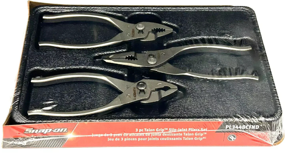 SNAP ON TOOLS USA PL344BCF ND No Dip 3 Piece Slip Joint Pliers Set ...