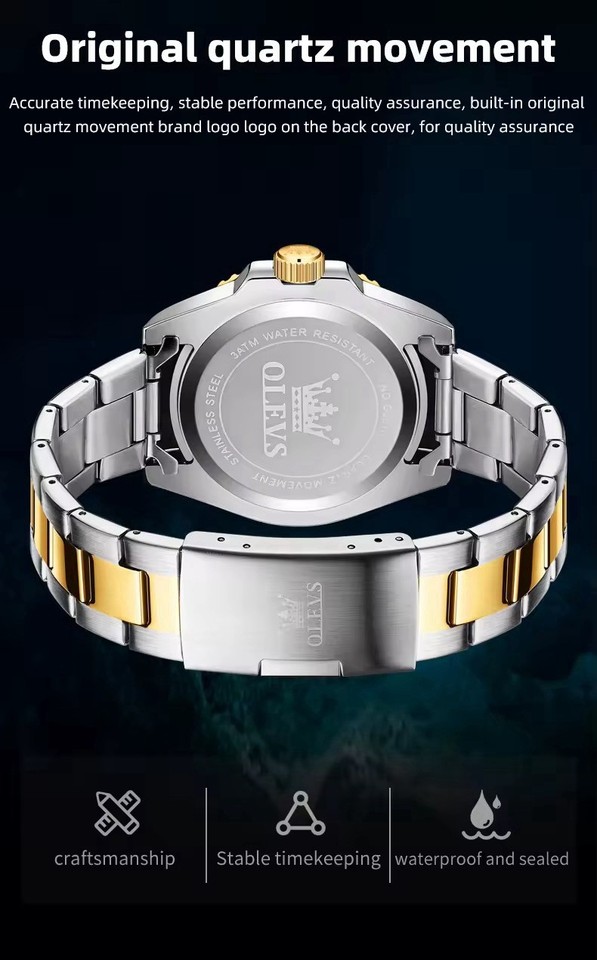 OLEVS brand men gents wrist watch trend luminous steel quartz waterproof 5885 | eBay