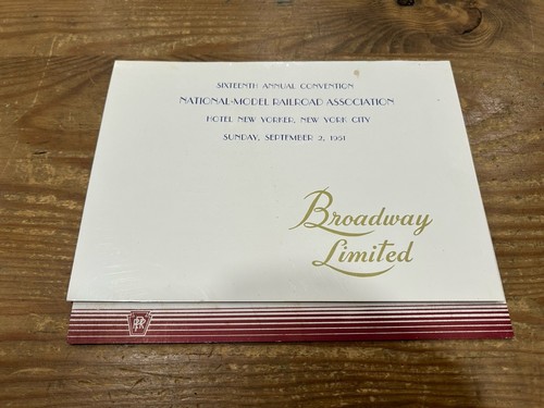 1951 NMRA 16th Convention Broadway Limited Menu Pennsylvania Railroad ...
