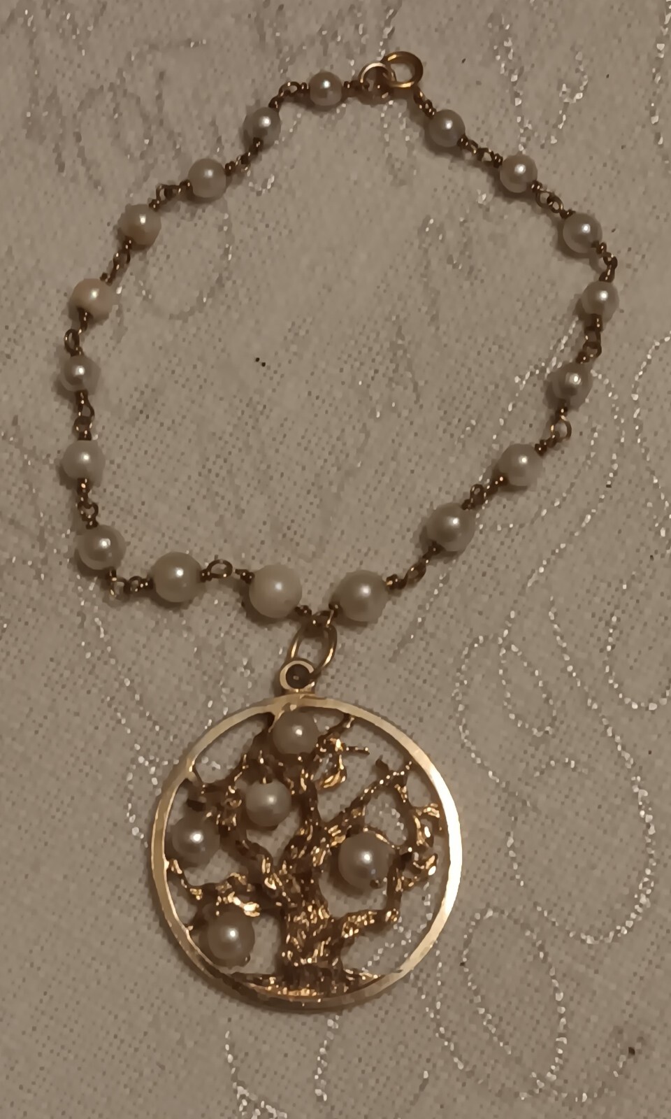 14K Gold Mighty OAK TREE OF LIFE Set w/Pearls Charm P… - Gem