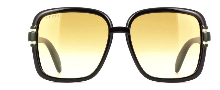 Gucci GG1066S 003 Black Green/Brown Gradient Square Women's Sunglasses ...
