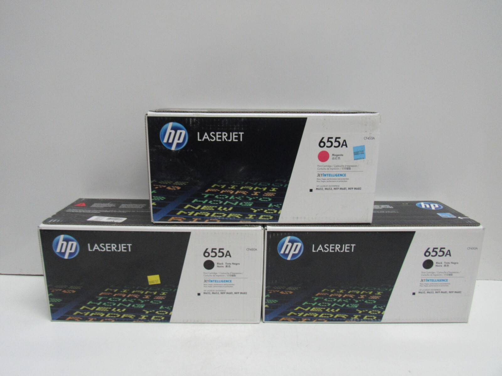 LOT OF 3! GENUINE HP CF450A/CF453A (655A) TONER CARTRIDGE | eBay