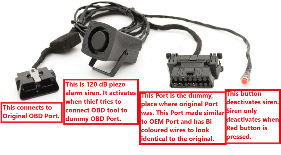 KIA DUMMY OBD2 PORT / DUMMY OBD ALARM SIREN Anti Theft security / OBD ...