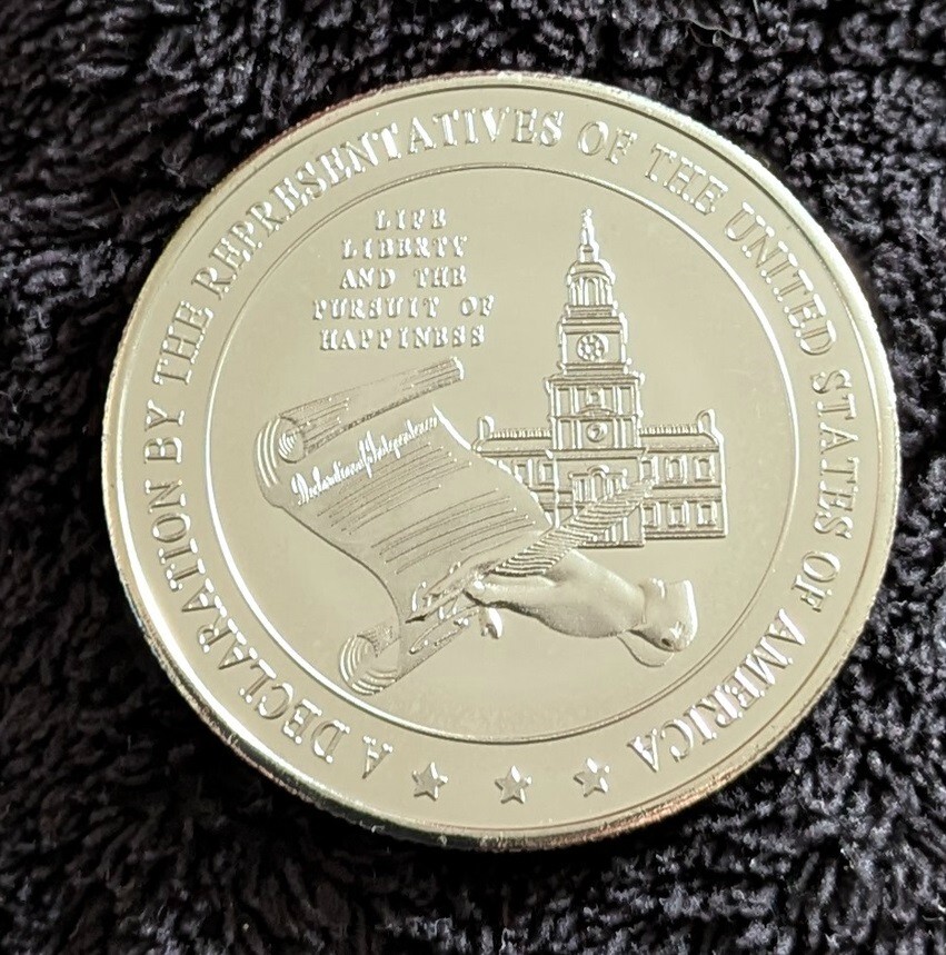 Independent Declaration 4th July 1776 Silver Coin USA Benjamin Franklin ...