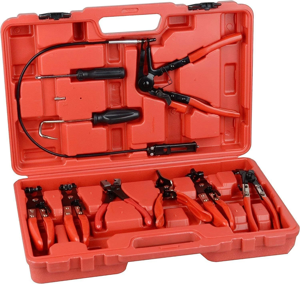 10Pc Hose Clamp Clip Remover Pliers Wire Long Reach Kit Fuel Oil Water ...