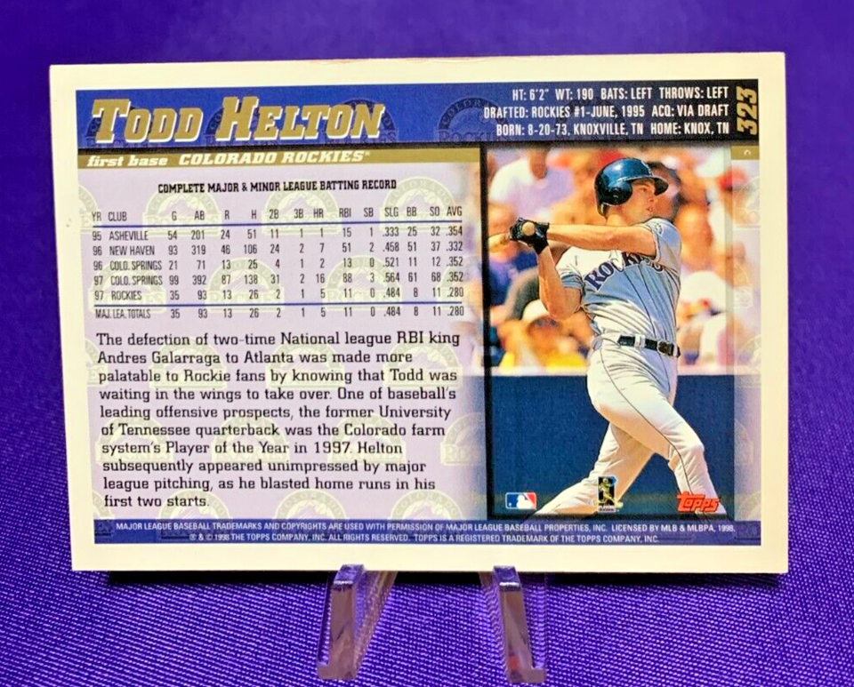 1998 Topps ⚾ Baseball TODD HELTON #323 💥2nd Yr.💥 Rockies | eBay