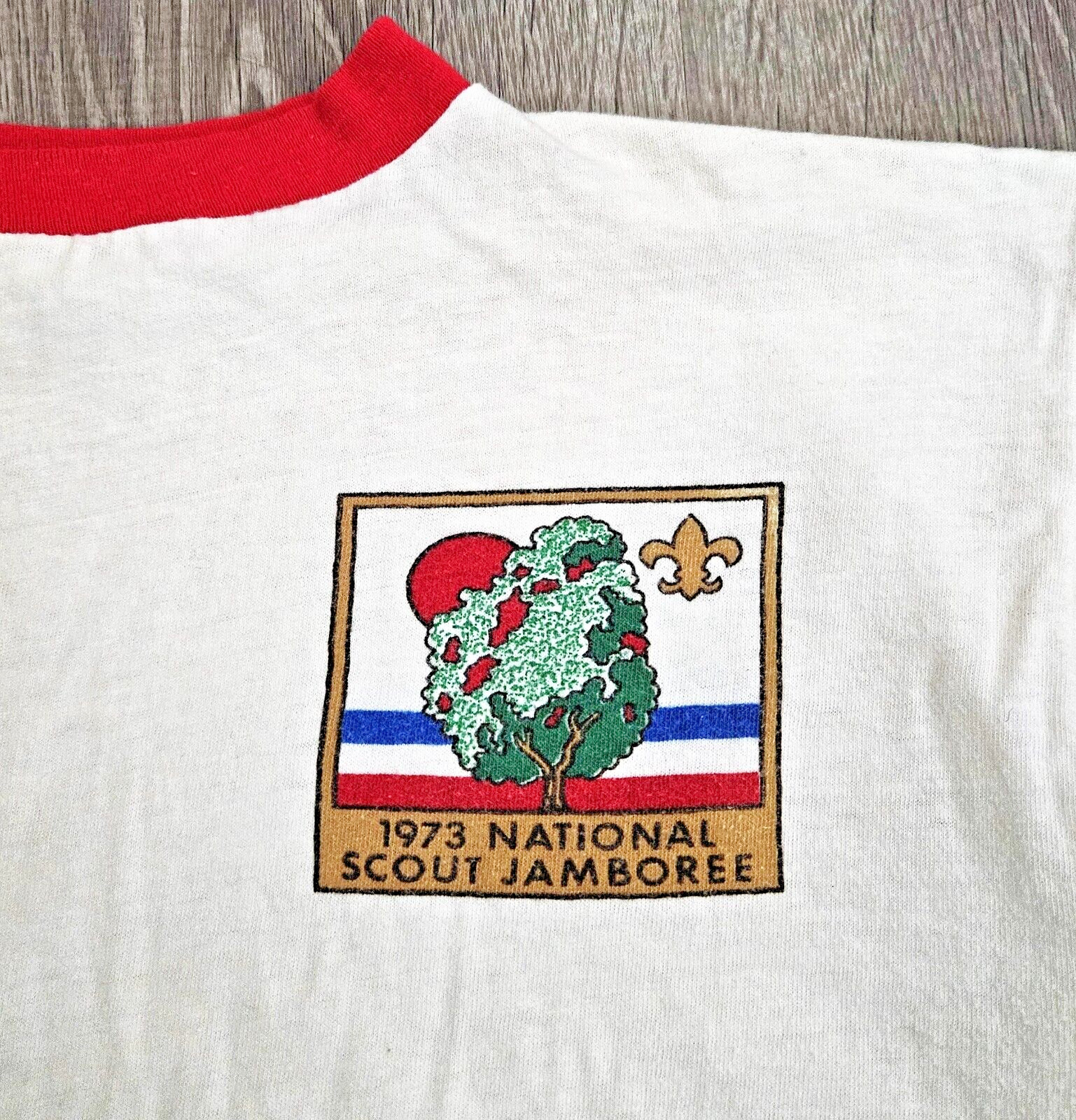 Vintage 1973 Boy Scout National Jamboree Ringer T Shi… - Gem