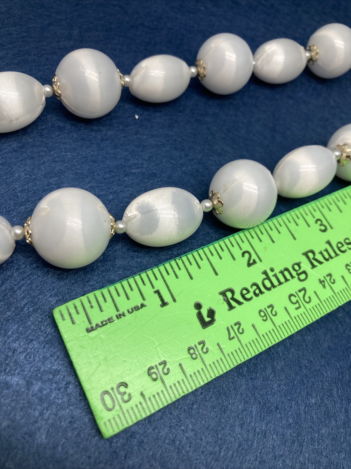 Beautiful Vintage White Plastic Beads Strand 24” Neck… - Gem