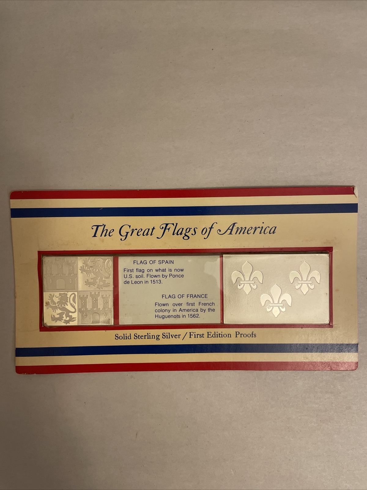 1972 Franklin Mint Flag Of France Spain Great Flags Of America Sterling ...