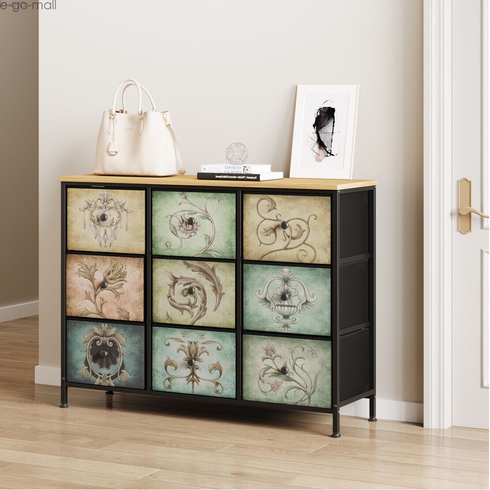 6/8/9 Drawers Dresser Bedroom Chest of Drawers Fabric Dresser Storage ...