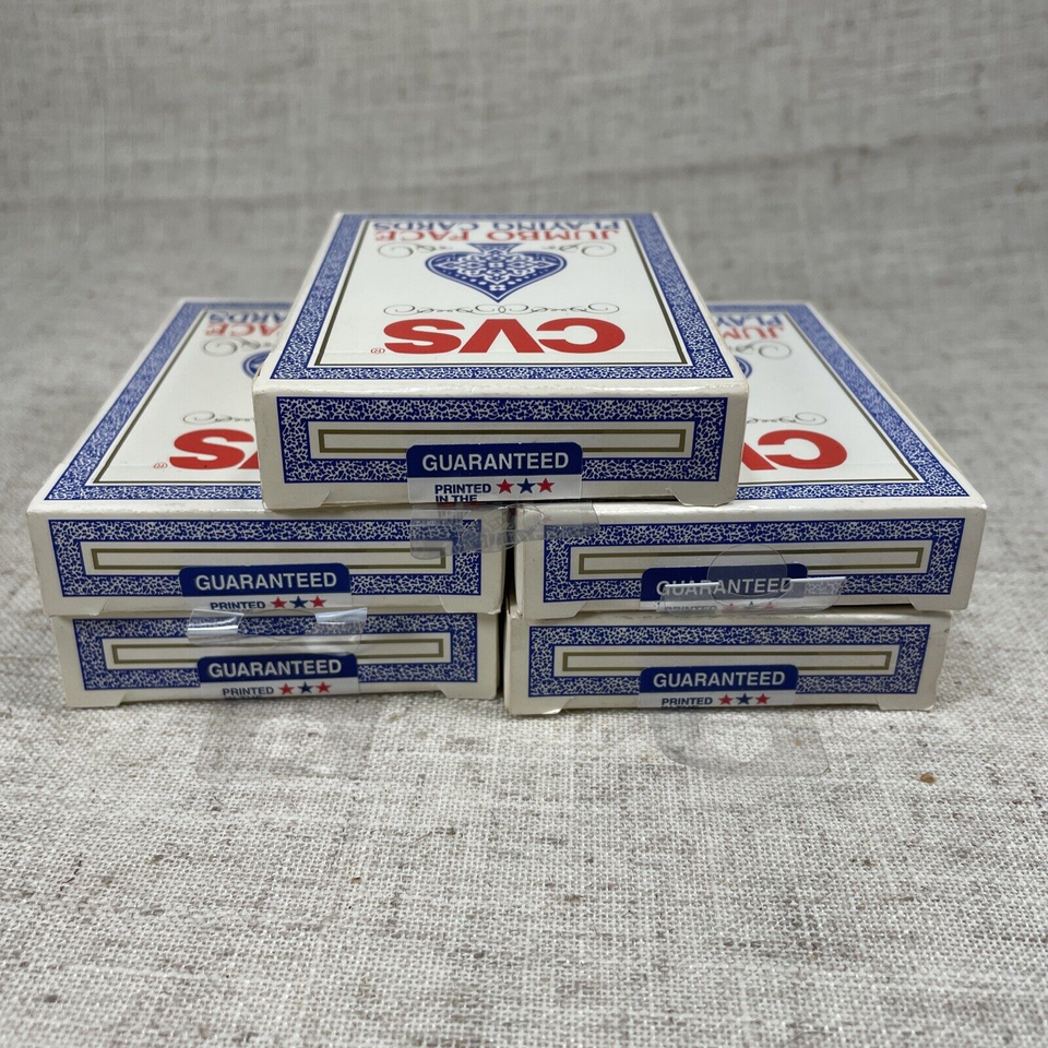 CVS Playing Cards 5 Decks Jumbo Face Sealed New Vintage | eBay