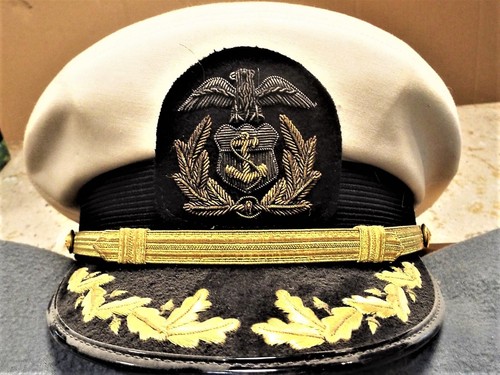 Original WWII US Merchant Marine Officers Bullion Eagle Visor Hat Cap ...