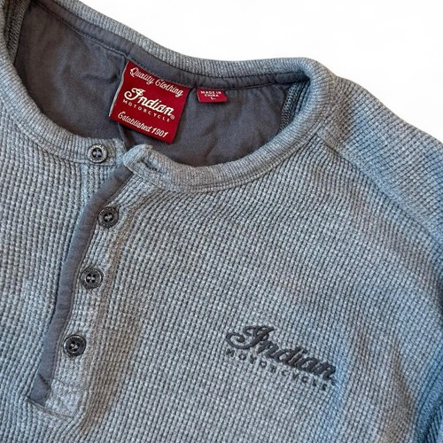 Indian Motorcycle Gray Waffle Knit Thermal Long Sleeve Shirt Men’s ...