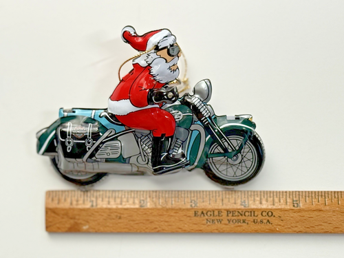 Vintage 2000 Harley Davidson Motorcycle Tin Christmas Ornament "Santa ...