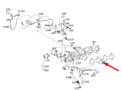 MB C W204 TURBOCHARGER TO CYLINDER HEAD GASKET A2711420680 ORIGINAL NO ...
