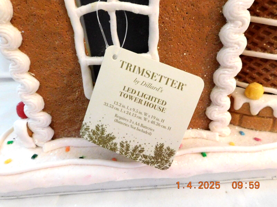 New Trimsetter Gingerbread House Castle Tower LED Lighted 19"x13"x9 ...