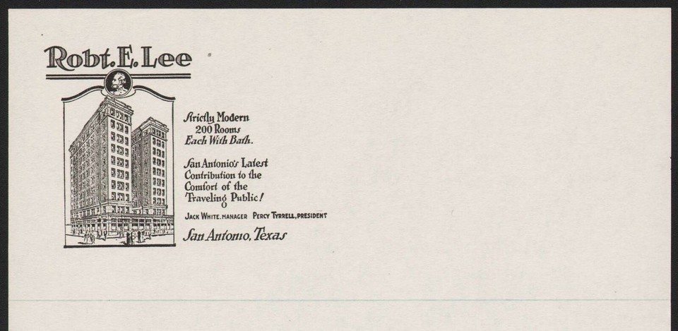 Vintage letterhead ROBERT E LEE old hotel pictured Jack White San ...