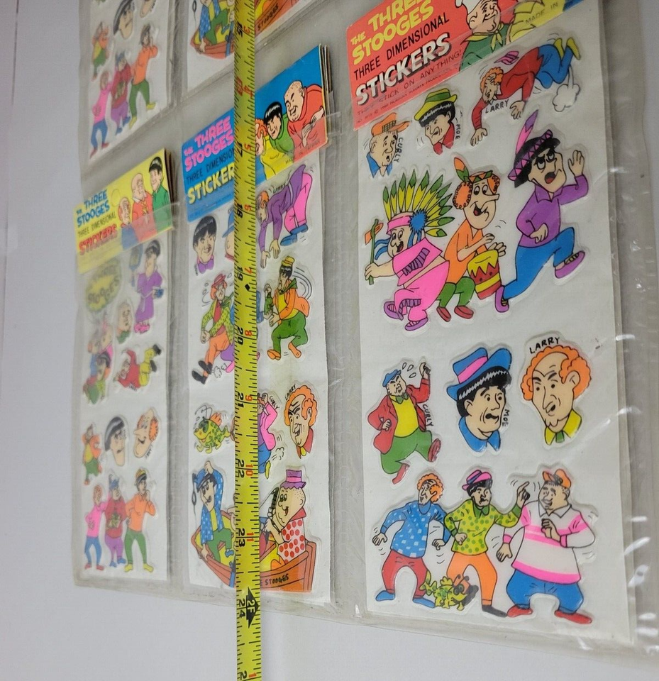 1980 Three Stooges Dimensional Stickers Store Display w/ 12 Packs ...