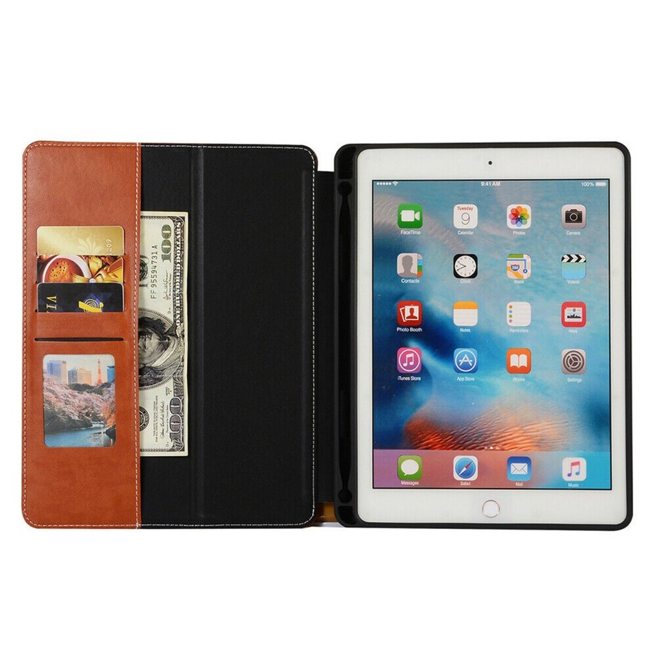 For iPad 9th 8th 7th 6th 5th Gen Mini 6 Leather Wallet Stand Case Smart ...