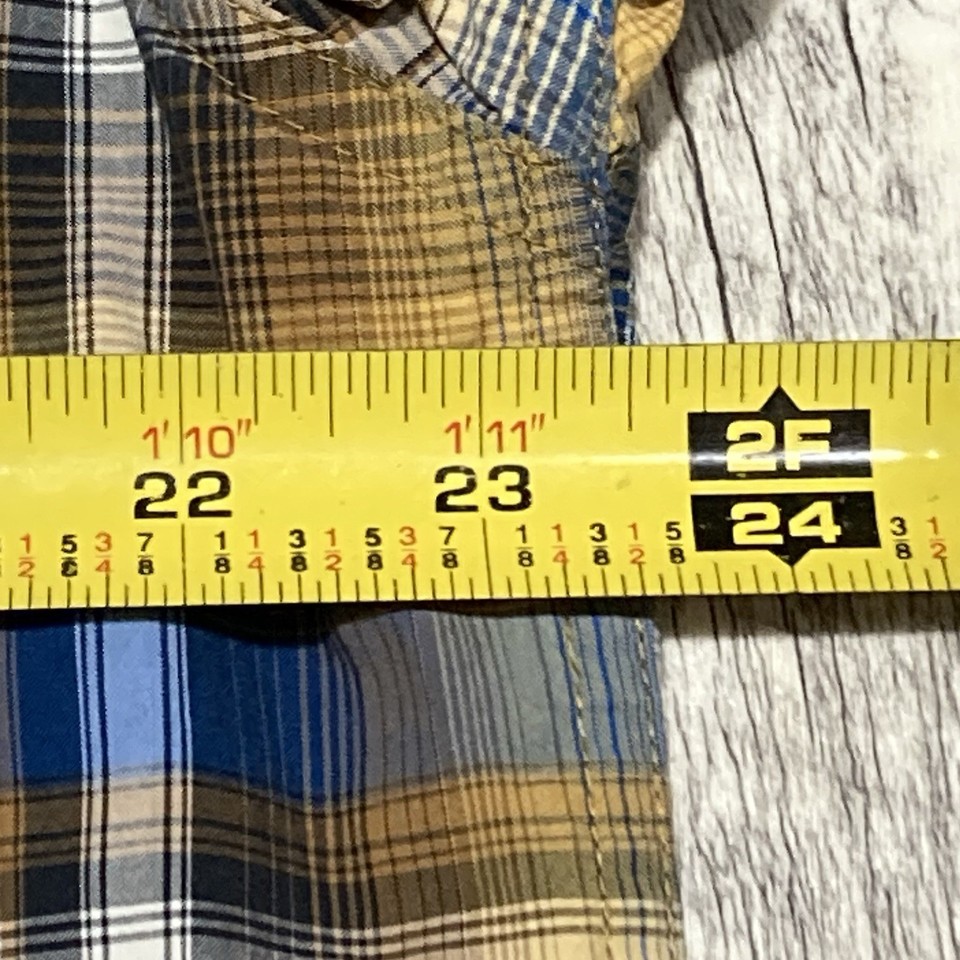 Cinch Shirt Men's Large Blue Gold Plaid Button Down Long Sleeve Western ...