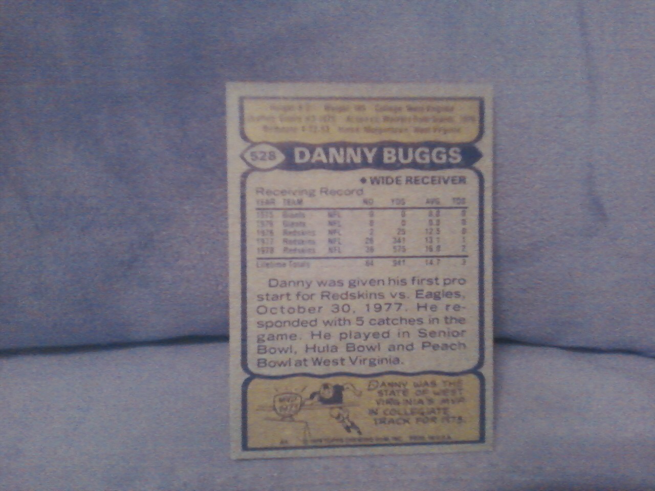 1979 TOPPS DANNY BUGGS AUTOGRAPHED#528 FOOTBALL CARD | eBay