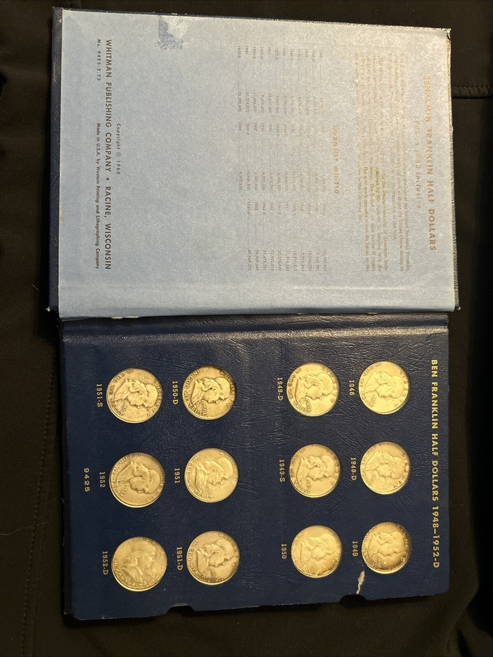 Complete Set of Ben Franklin Silver Half Dollars 35 Coins 1948-1963 ...