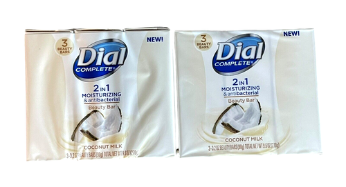 Dial 2 in 1 Soap Coconut Milk Moisturizing & Antibacterial - 6 Bars 3.2 ...