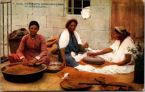 Israel Peasants Grinding Corn At Jerusalem Palestine Postcard C033 | eBay