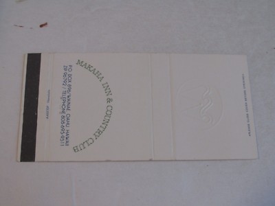 W186 Vintage Matchbook Cover Makaha Inn & Country Club Oahu HI Hawaii ...