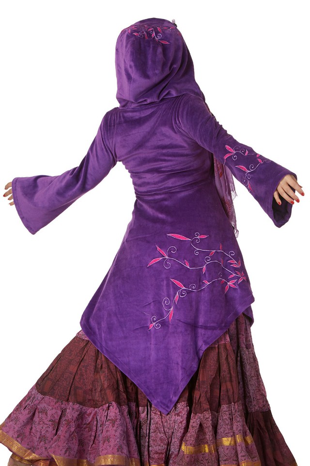 Velvet Faery Goddess Jacket, Boho Goa Psy Trance Coat Plus Size Pagan ...