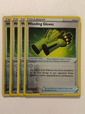 Pokemon Card Chilling Reign 4x Playset Reverse Holo Weeding Gloves 155/ ...
