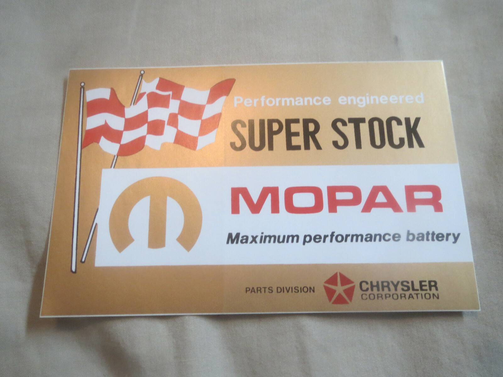 1962 - 1967 MOPAR SUPER STOCK BATTERY DECAL | eBay