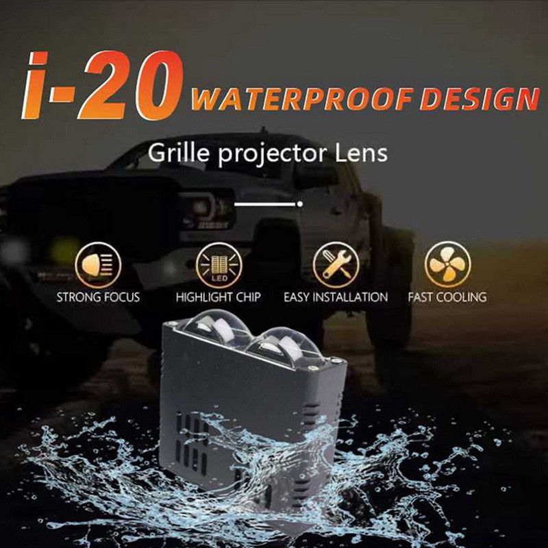 Double Lens LED Fan Style Spotlight Automotive Grille Light Motorcycle ...