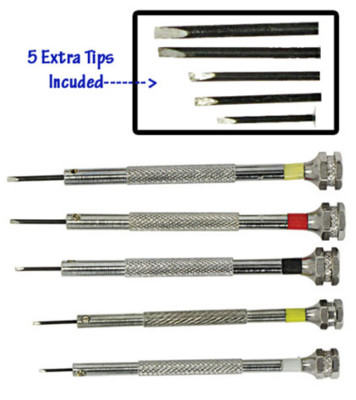 Screwdriver Set 5 pc Jewelers Watch Jewelry Eyeglasses Repair Tools ...