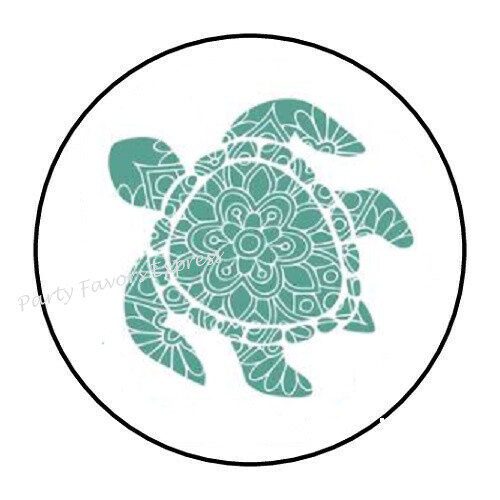 30 SEA TURTLE ENVELOPE SEALS LABELS STICKERS PARTY FAVORS 1.5" ROUND | eBay