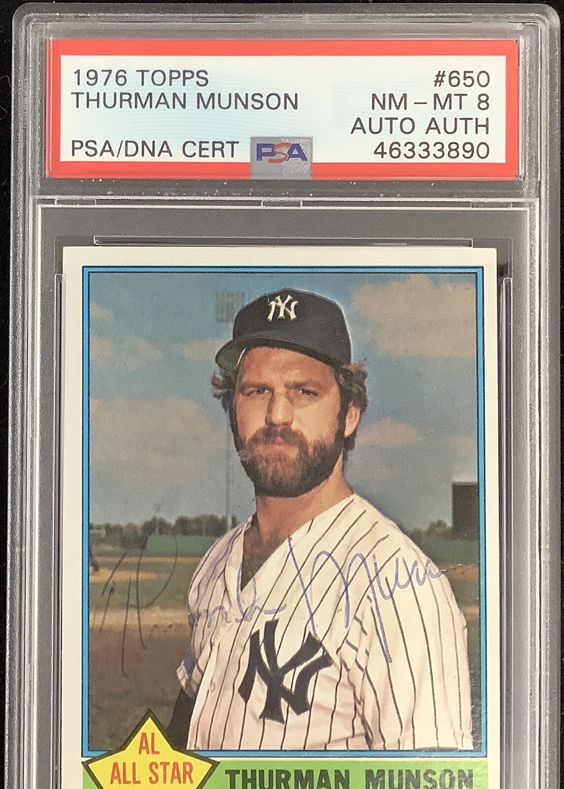 Thurman Munson Signed 1976 Topps #650 Autograph Baseball Card PSA/DNA 8 ...