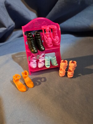 Lot of 6pr of Barbie Shoes With Shoe Rack (B10) | eBay