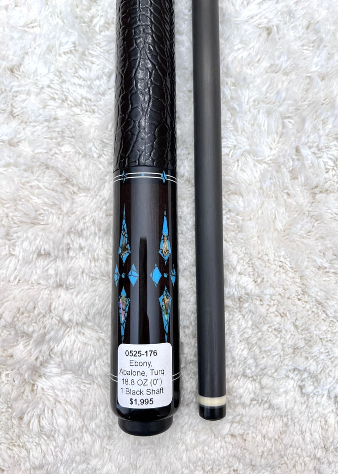 Jacoby Pool Cue w/ V4 Black Carbon Shaft (Abalone/Turquoise)FREE HARD ...
